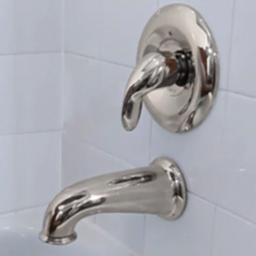 8 in. Decorative Tub Spout with Pull Down Diverter in Brushed Nickel ...
