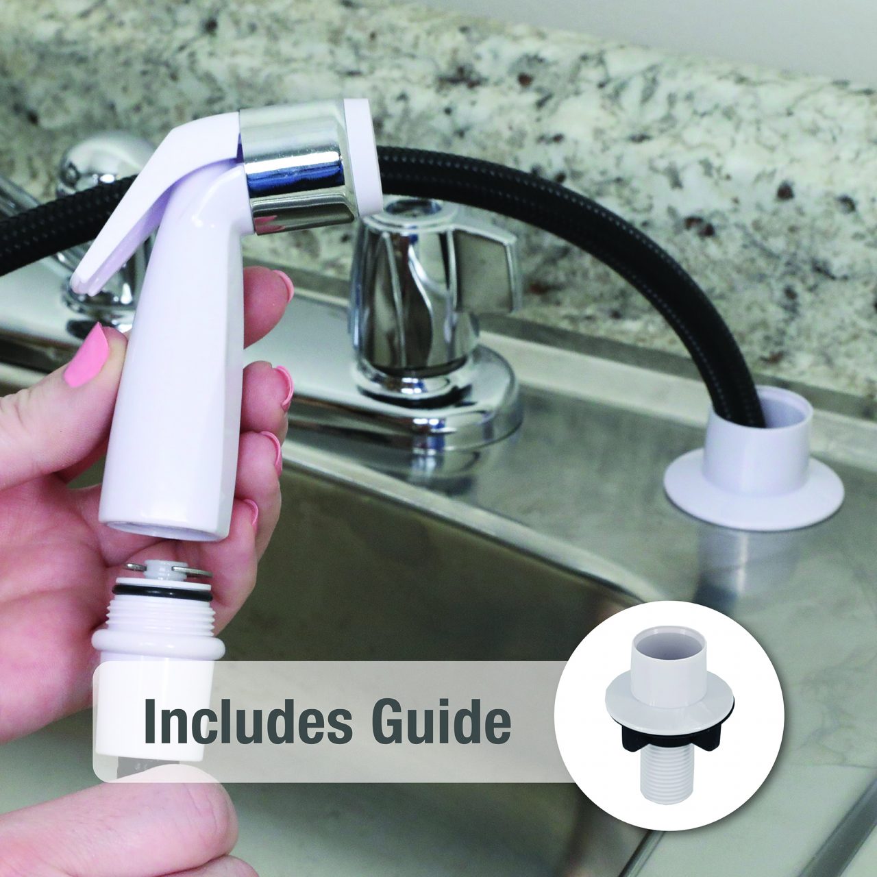 Economy Kitchen Side Spray with Guide in White - Danco