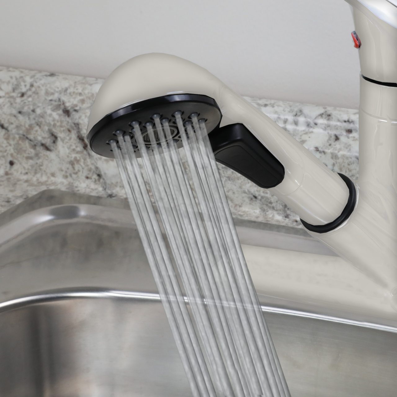 Kitchen Center Pullout Spray Head in White - Danco