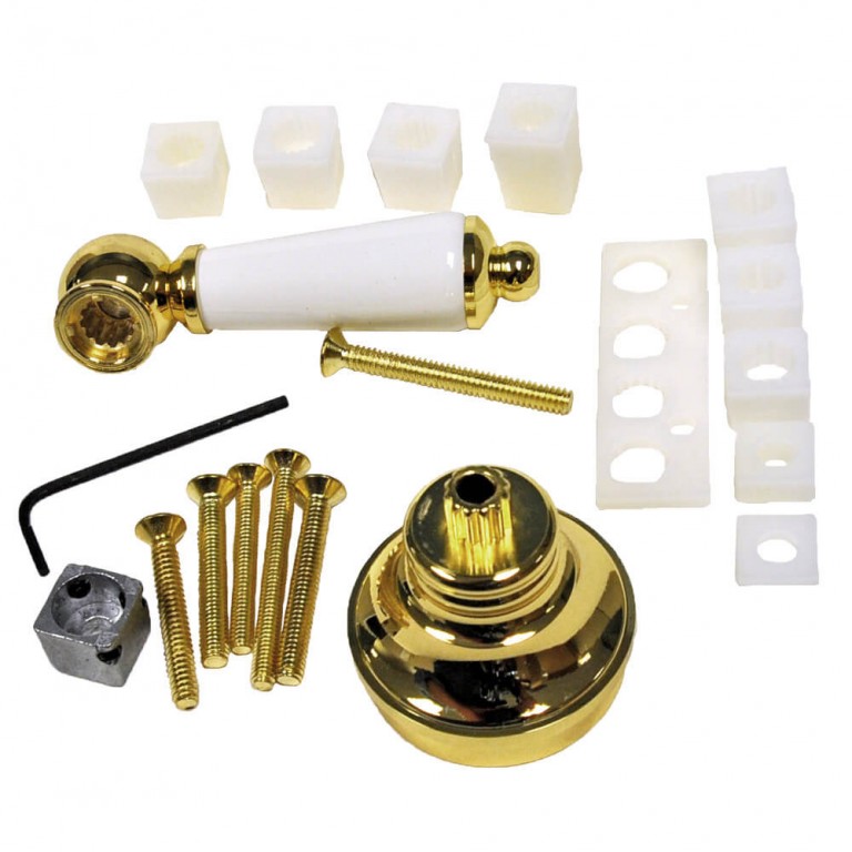 Universal Lever Handle in Polished Brass with White Tip - Danco